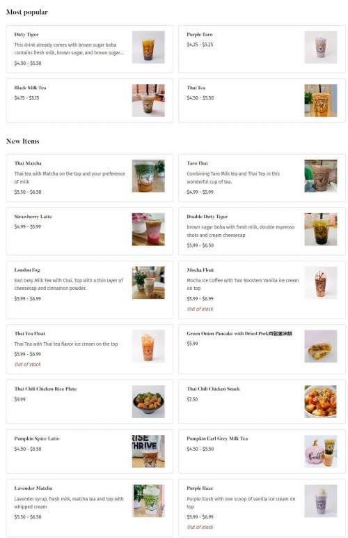 Cha House Cary menu in Cary, North Carolina, USA