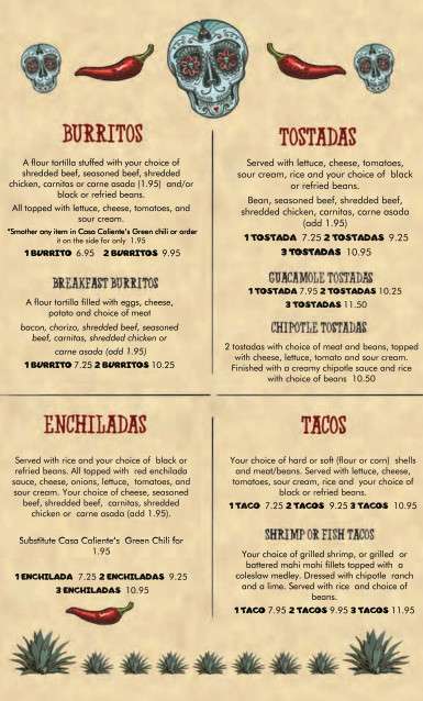 Casa Caliente Mexican Restaurant menu in Highlands Ranch, Colorado, USA