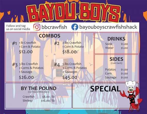 Bayou Boys Crawfish Shack & Catering LLC menu in Bentonville, Arkansas, USA