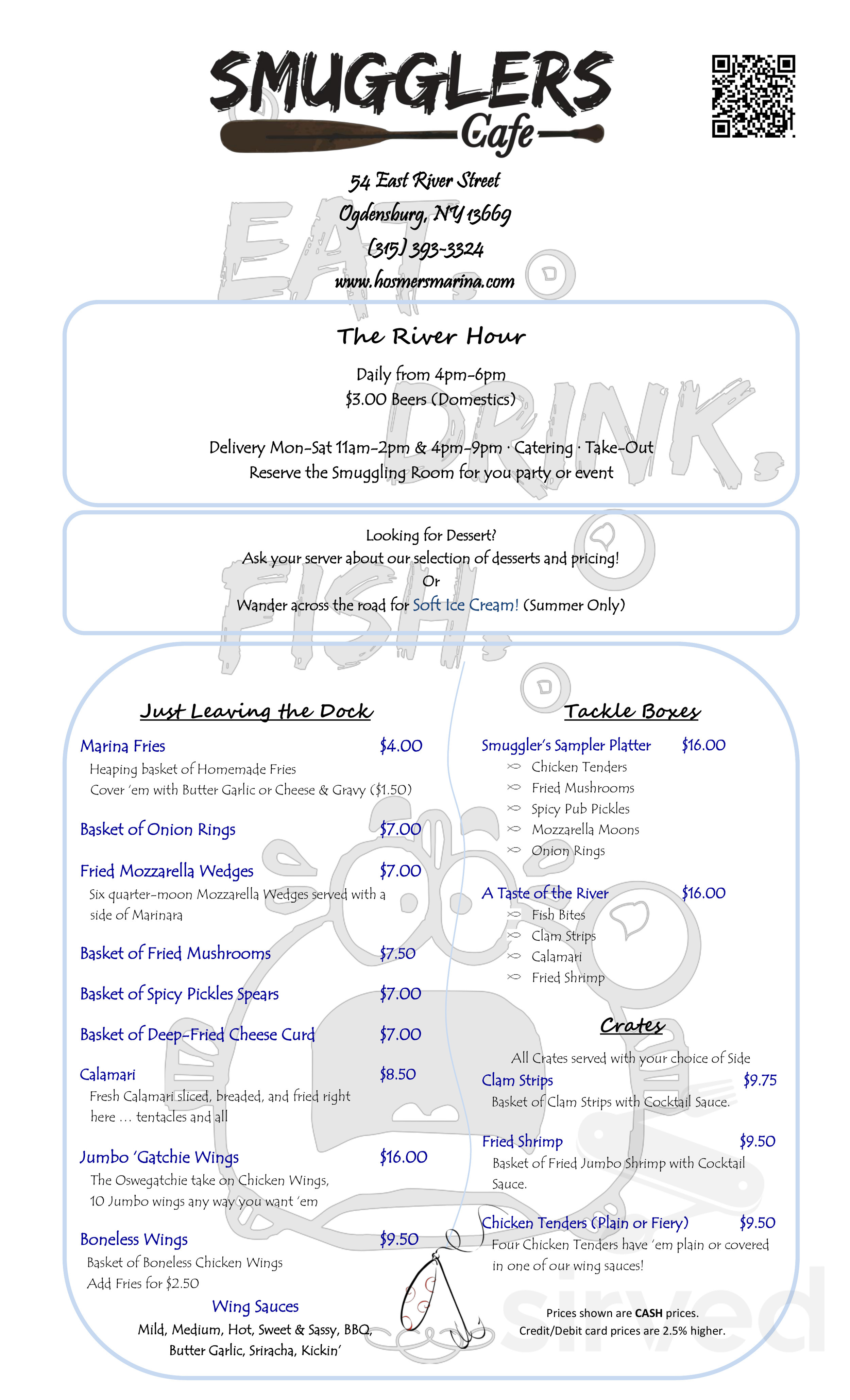 Smuggler's Cafe menus in Ogdensburg, New York, United States
