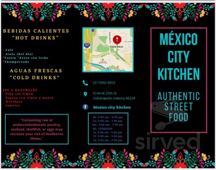 Mexico City Kitchen menu in Indianapolis, Indiana, USA