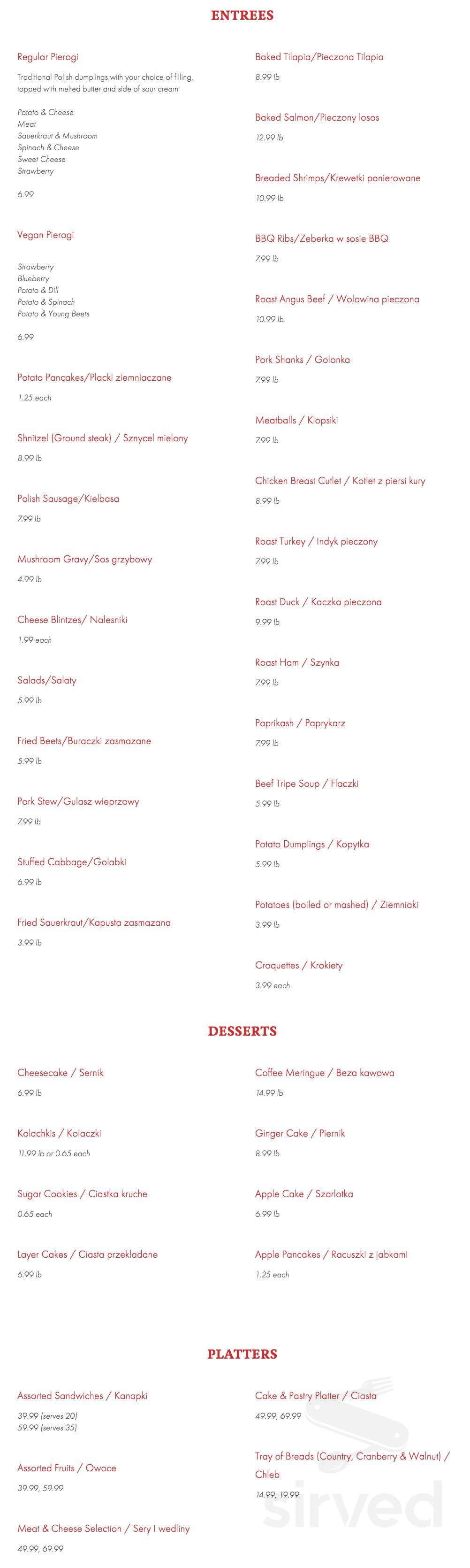 Red Apple Buffet menu in Chicago, Illinois, USA