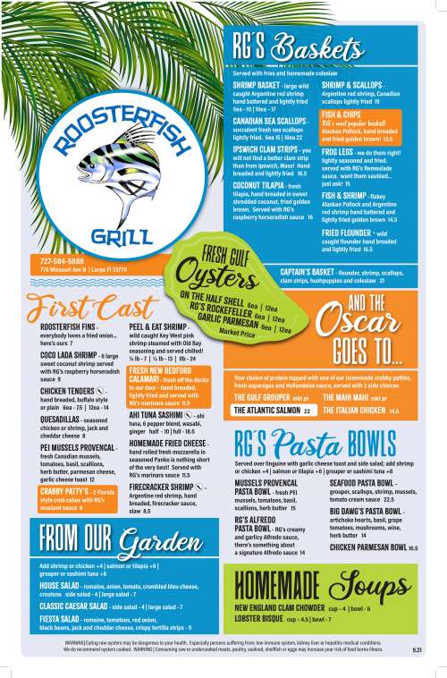 Roosterfish Grill menu in Largo, Florida, USA