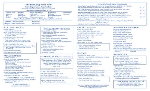 Noah's Ark Restaurant menu in Des Moines, Iowa, USA