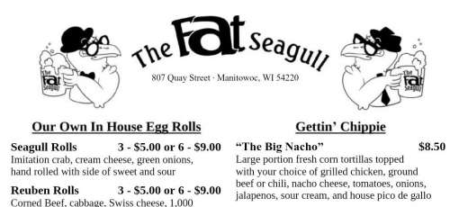 Menu for The Fat Seagull in Manitowoc, WI | Sirved