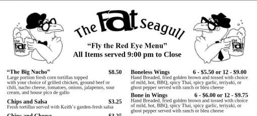 Menu for The Fat Seagull in Manitowoc, WI | Sirved