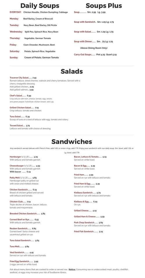 Three Brothers Restaurant menu in Plymouth, Michigan, USA