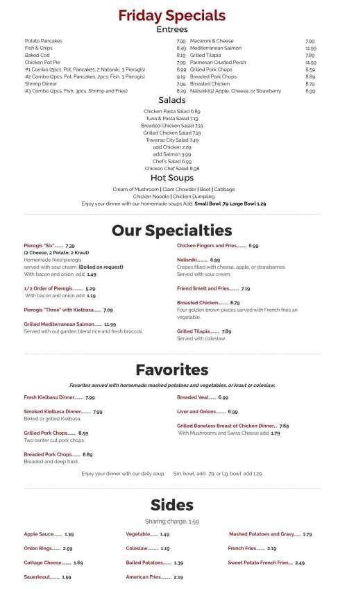 Three Brothers Restaurant menu in Plymouth, Michigan, USA