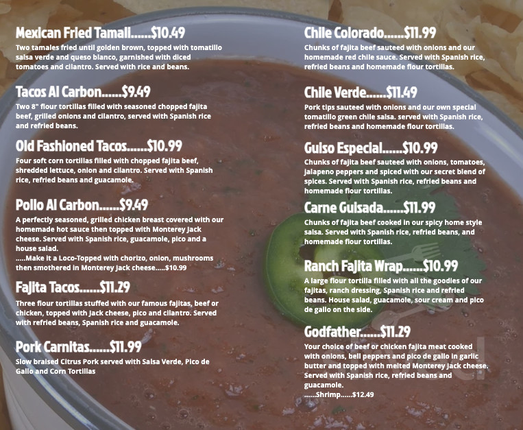 Menu for El Mexicano in Perkins, OK | Sirved