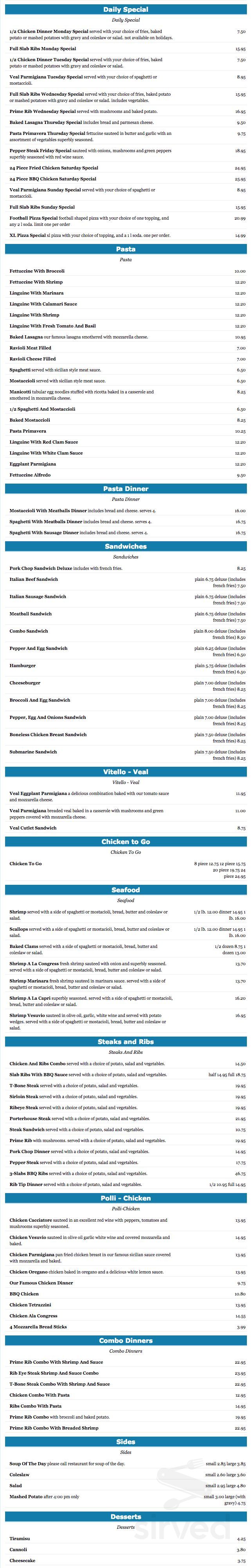 Congress Pizzeria menu in Chicago, Illinois, USA