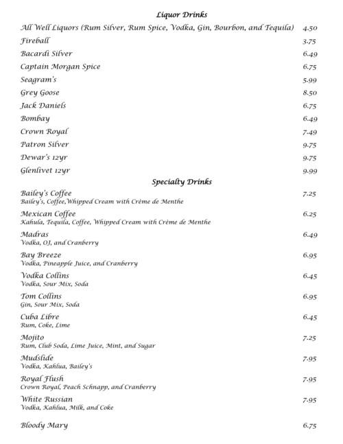 Crepe Creation Cafe menu in Myrtle Beach, South Carolina, USA