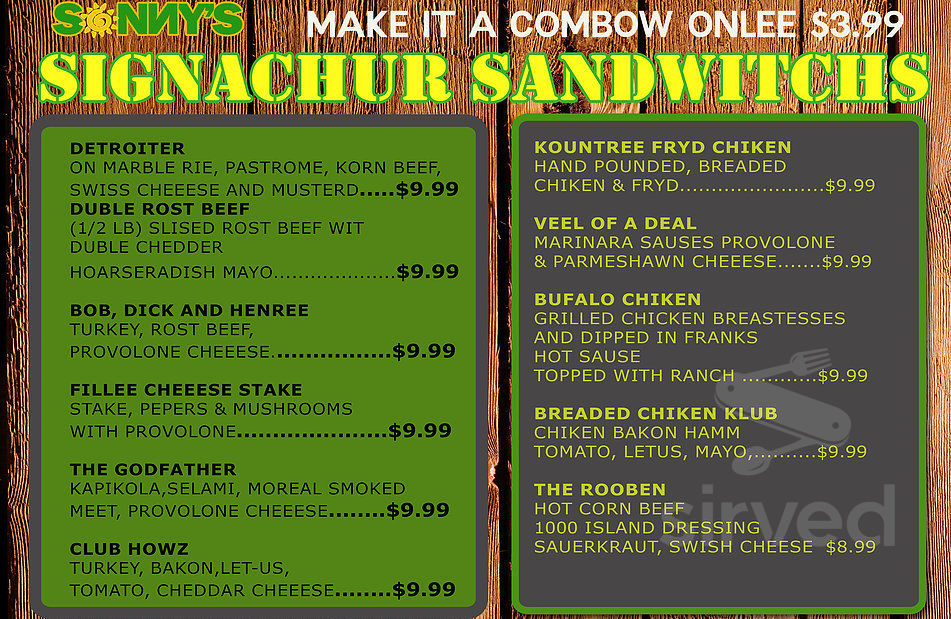 Menu - Chatham ON's Back Yard Burgers & More | Sirved