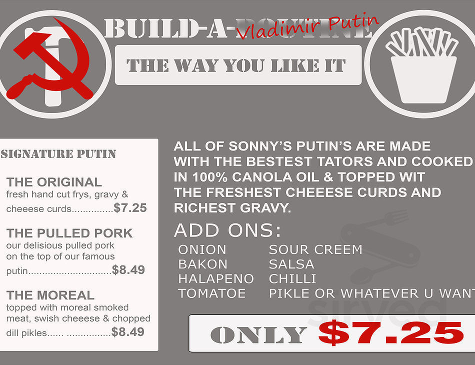 Menu - Chatham ON's Back Yard Burgers & More | Sirved