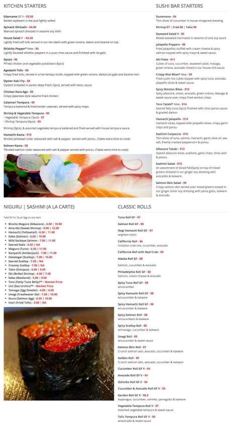 Sushi Joa Restaurant menu in Mercer Island, Washington, USA