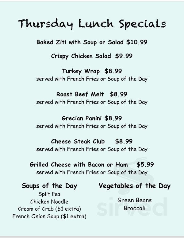 Menu - Bethany Beach DE's Bethany Diner | Sirved