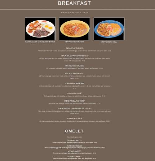 Tres Amigos Family Mexican Restaurant menu in Cheyenne, Wyoming, USA