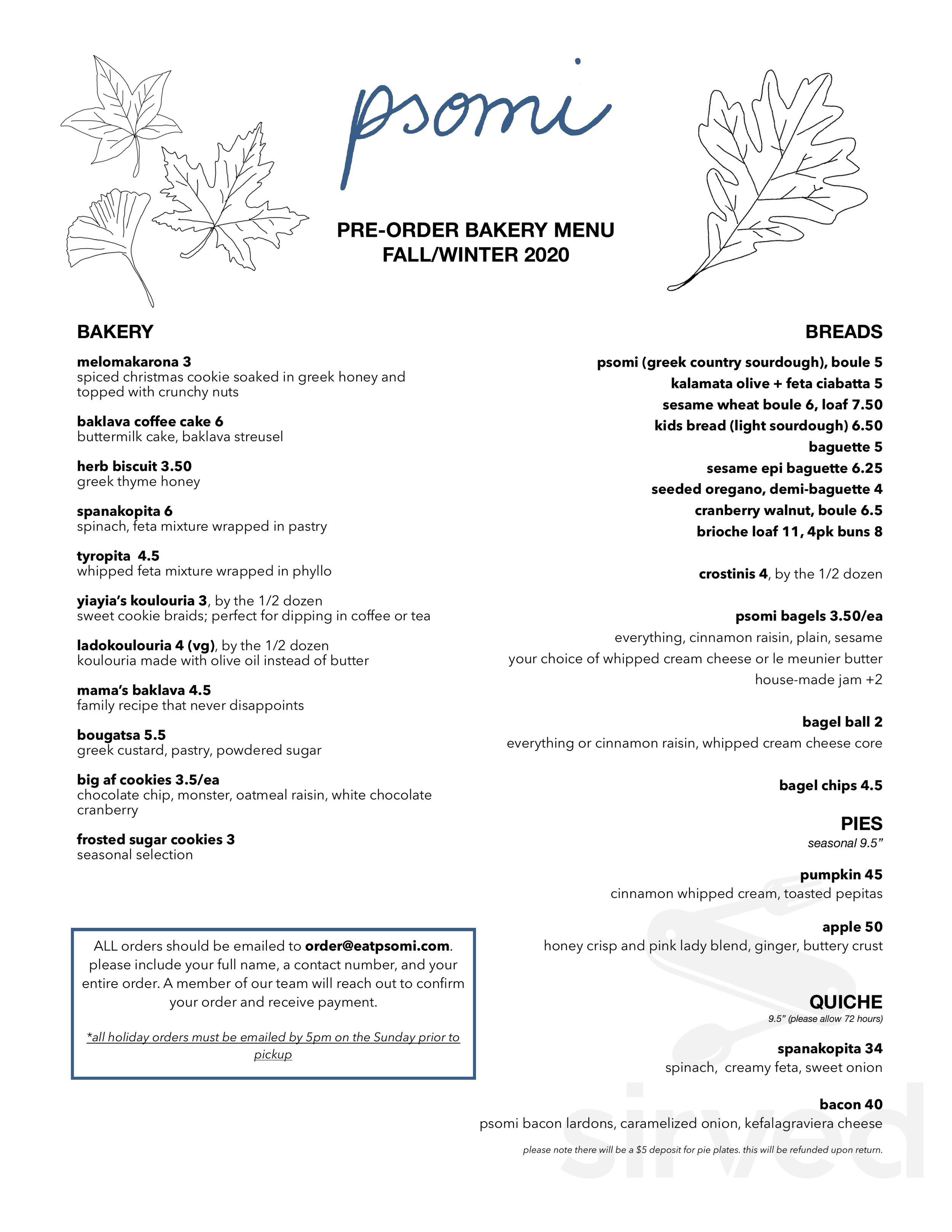 psomi menus in Tampa, Florida, United States