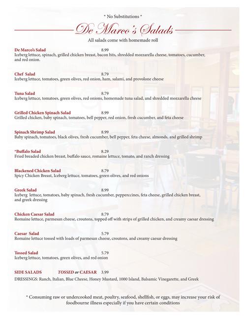 De Marco's Pizzeria & Italian menu in Oracle, Arizona, USA