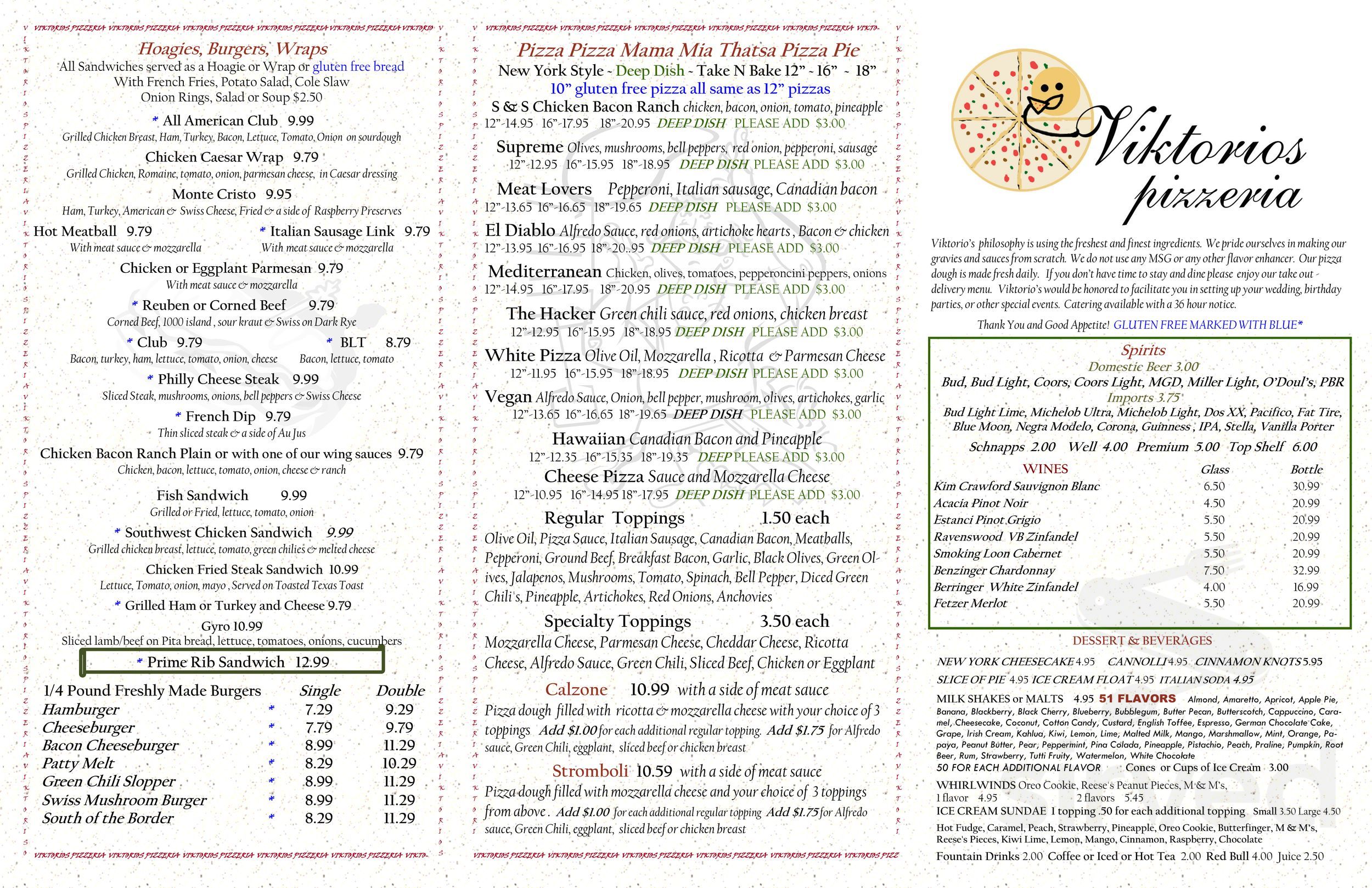 Viktorios Pizzeria and Full Service Bar menus in Colorado City ...
