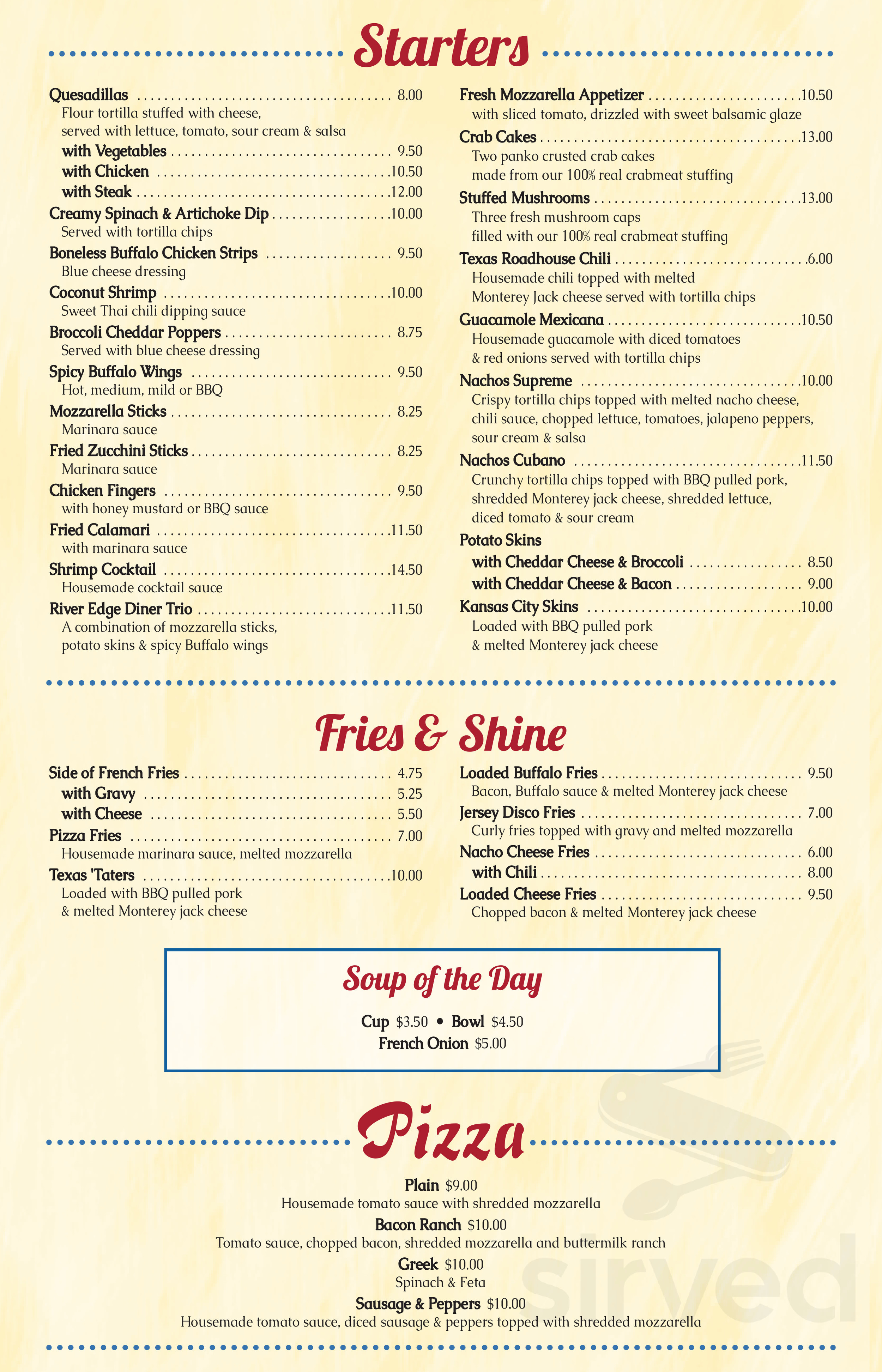 River Edge Diner menu in River Edge, New Jersey, USA