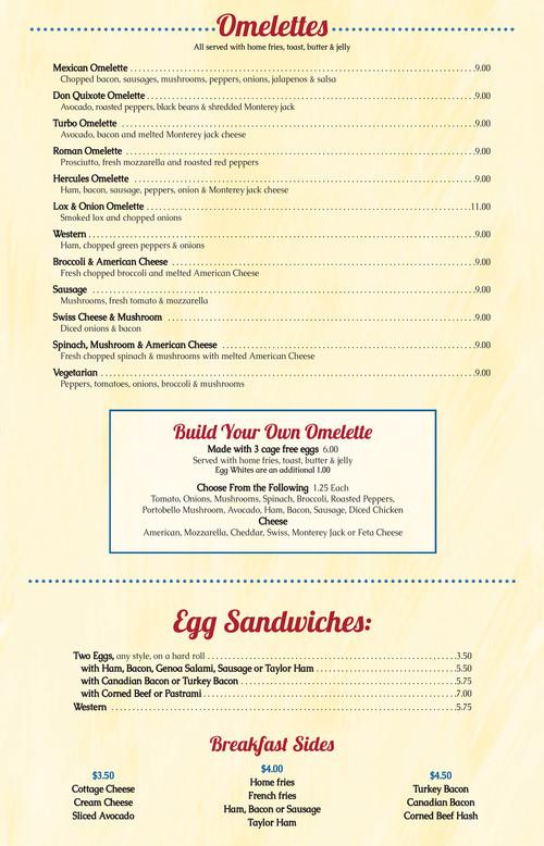 River Edge Diner menu in River Edge, New Jersey, USA