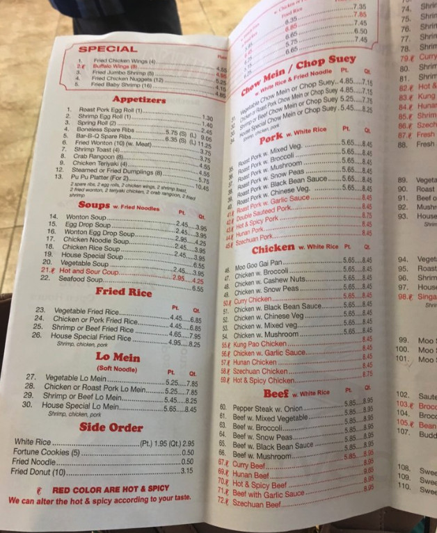 Menu - Gonzales LA's China Star | Sirved