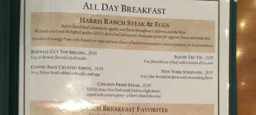 Harris Ranch Inn & Restaurant Menu - Coalinga, California | Sirved