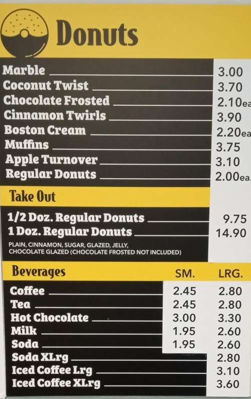 Coffee An' Donut Shop menu in Westport, Connecticut, USA