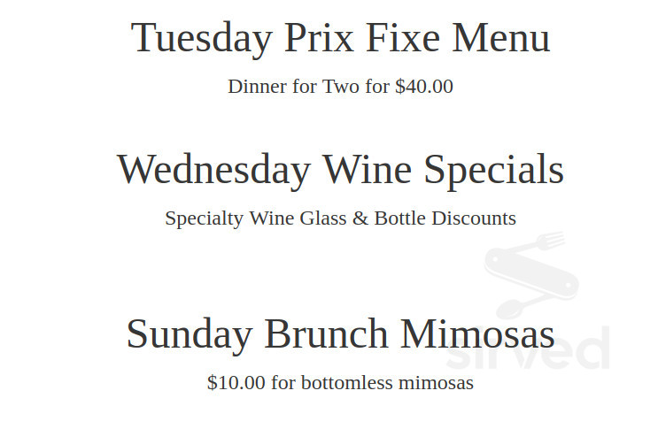 Angel Oak Restaurant and Bar menu in Johns Island, South Carolina, USA