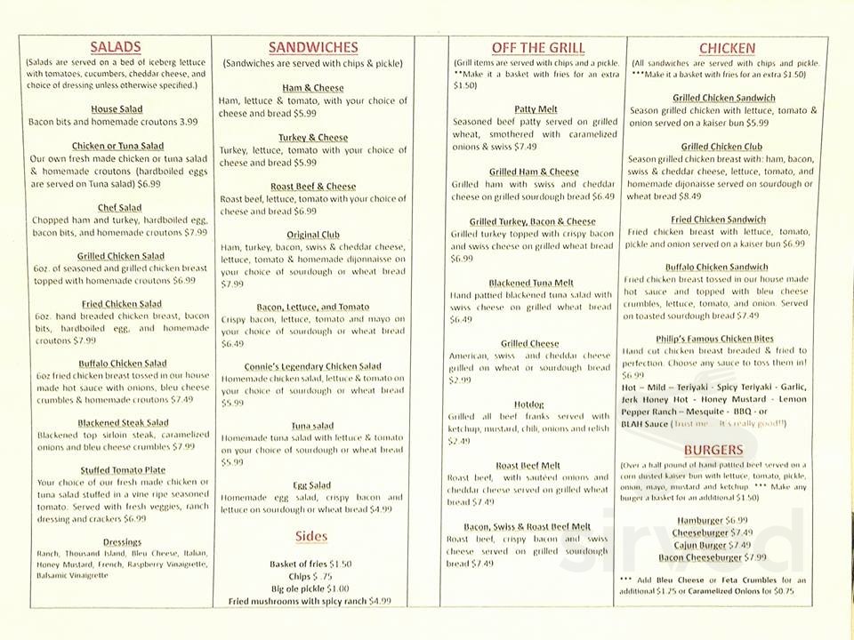 Menu for Swansea Valley Cafe in Swansea, SC | Sirved