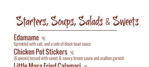 Menu for Little Masa in Tallahassee, FL | Sirved
