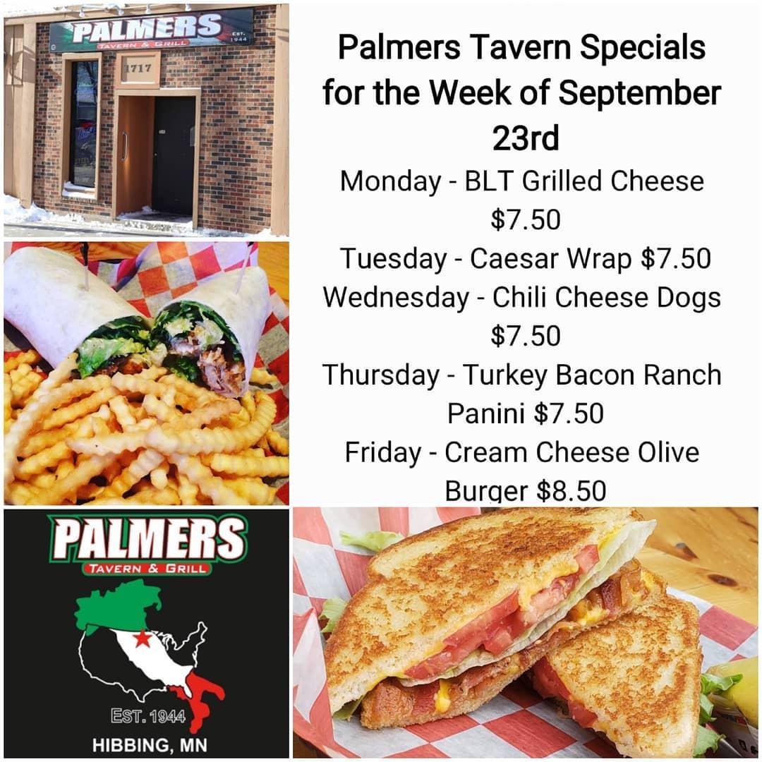 Palmers Tavern menu in Hibbing, Minnesota, USA