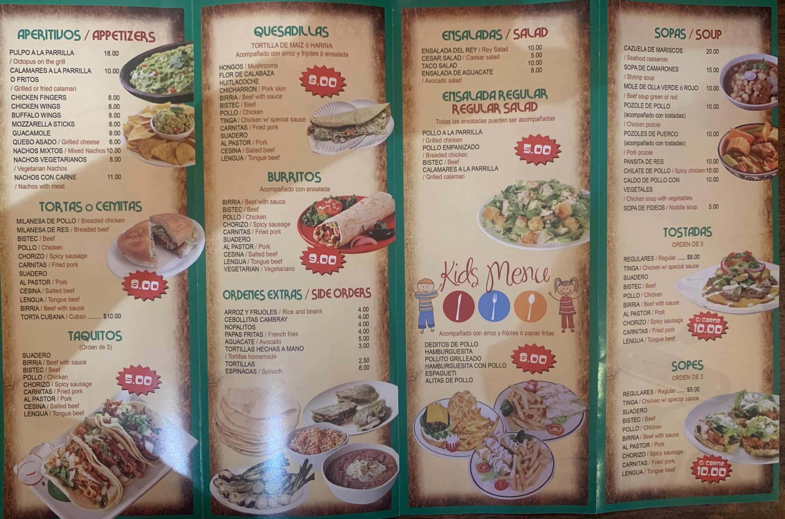 Taqueria y restaurant el Rey del taco menu in New Rochelle, New York, USA
