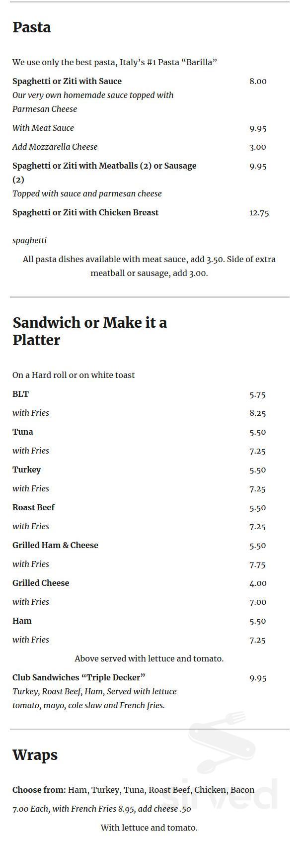 Buckland Pizza House menus in Shelburne Falls, Massachusetts, United States