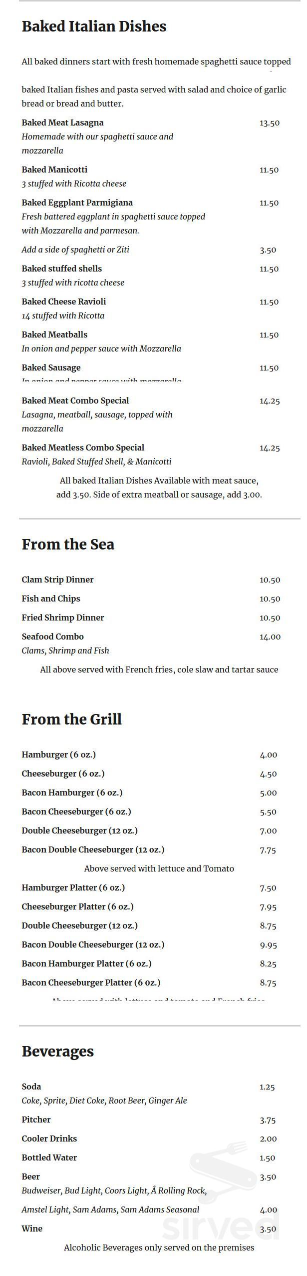 Buckland Pizza House menus in Shelburne Falls, Massachusetts, United States