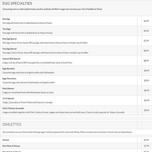 Narrow's Crossing Restaurant & Lounge menu in Wareham, Massachusetts, USA