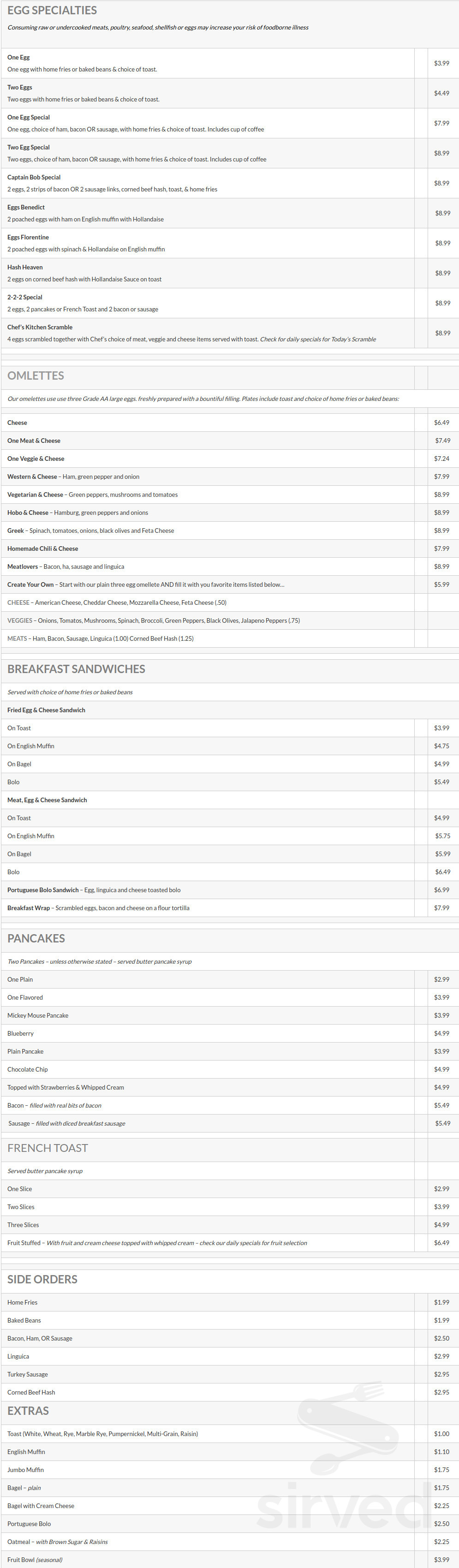 Narrow's Crossing Restaurant & Lounge menu in Wareham, Massachusetts, USA