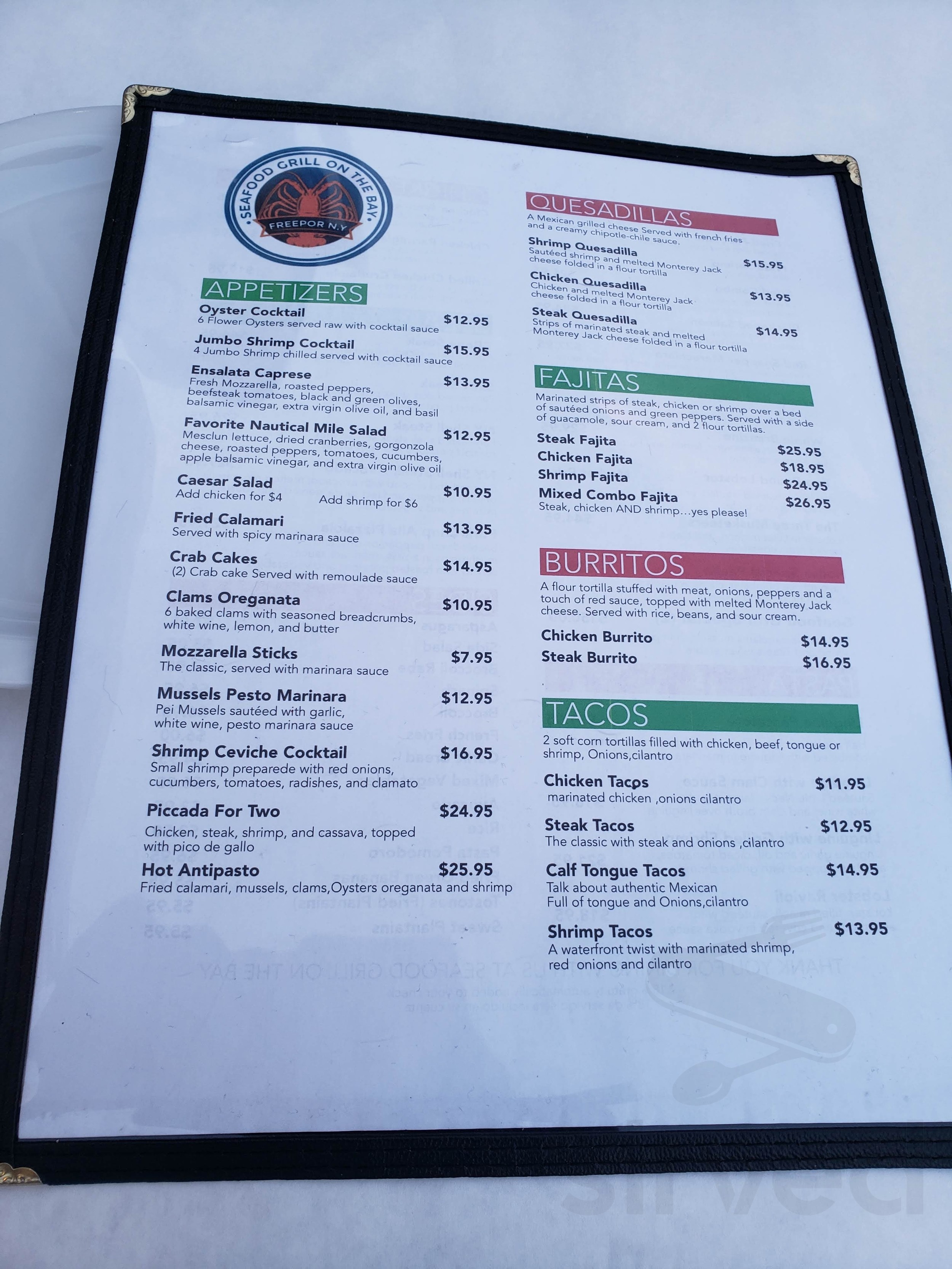 Menu - Freeport NY's Seafood Grill On The Bay | Sirved