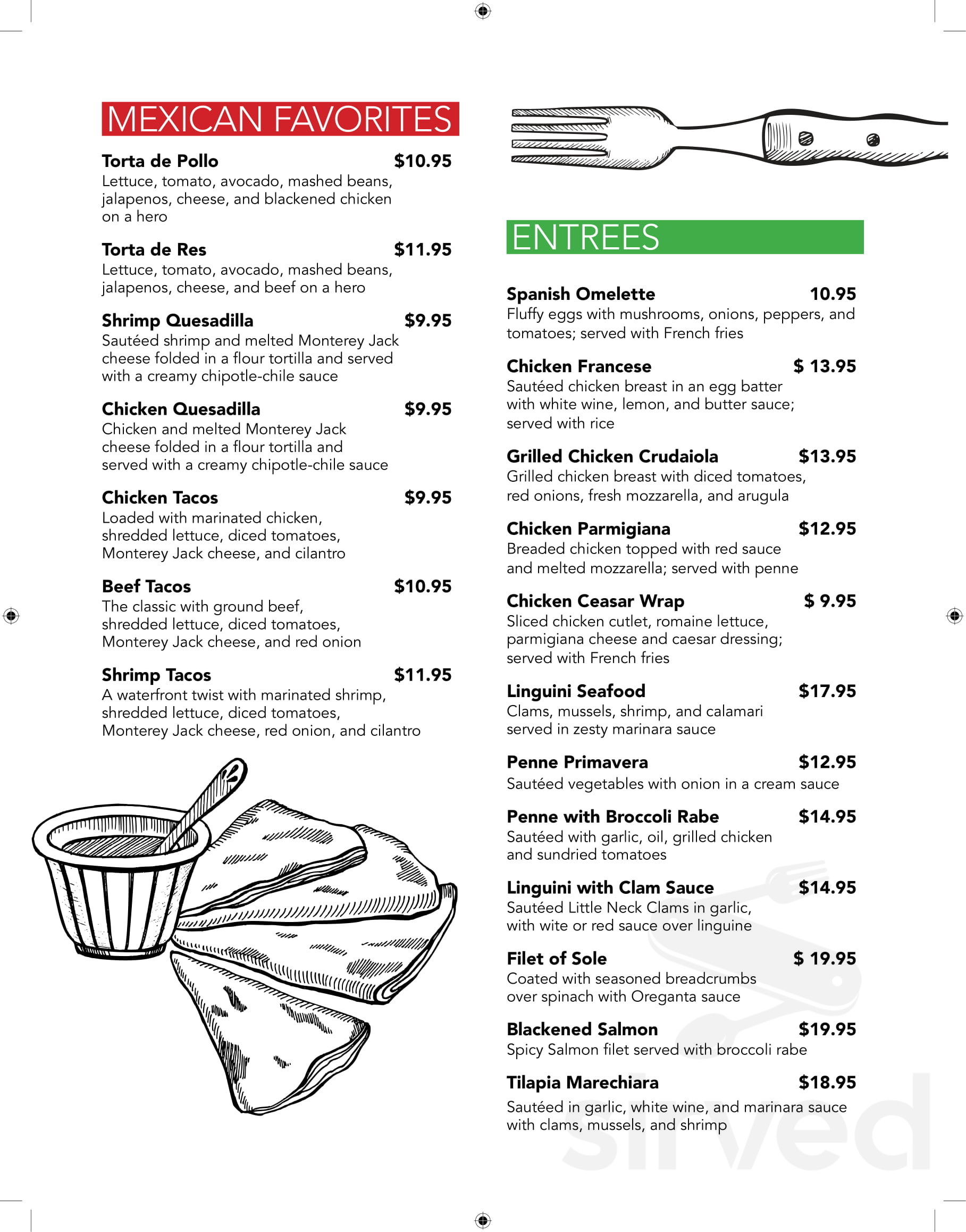 Menu - Freeport NY's Seafood Grill On The Bay | Sirved