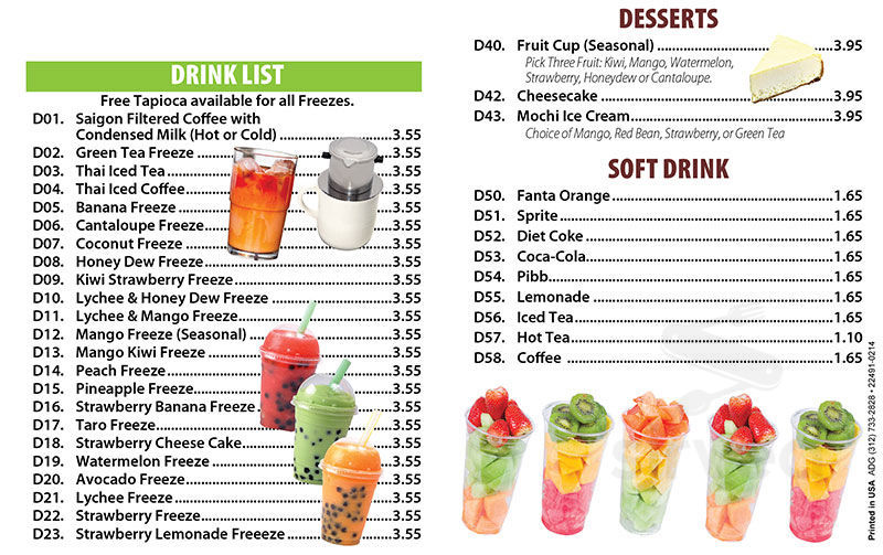Menu - Springfield IL's Little Saigon Restaurant | Sirved