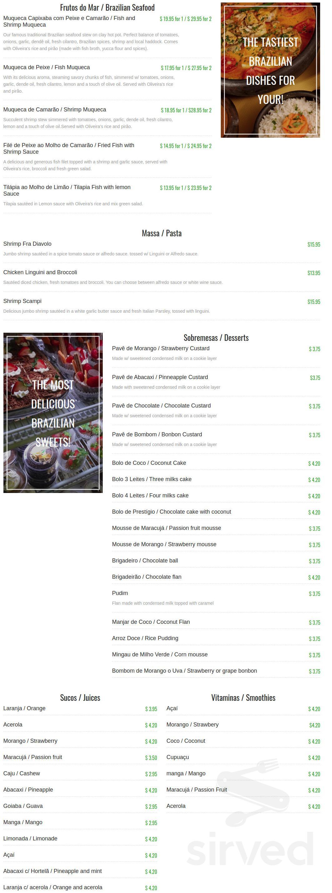 Oliveira's Restaurant E Boston menus in Boston, Massachusetts, United ...