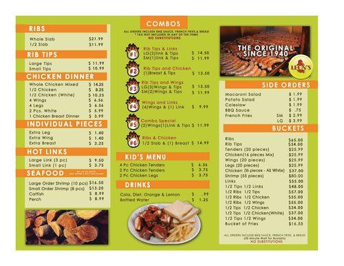 Leon's Barbecue menu in Chicago, Illinois, USA