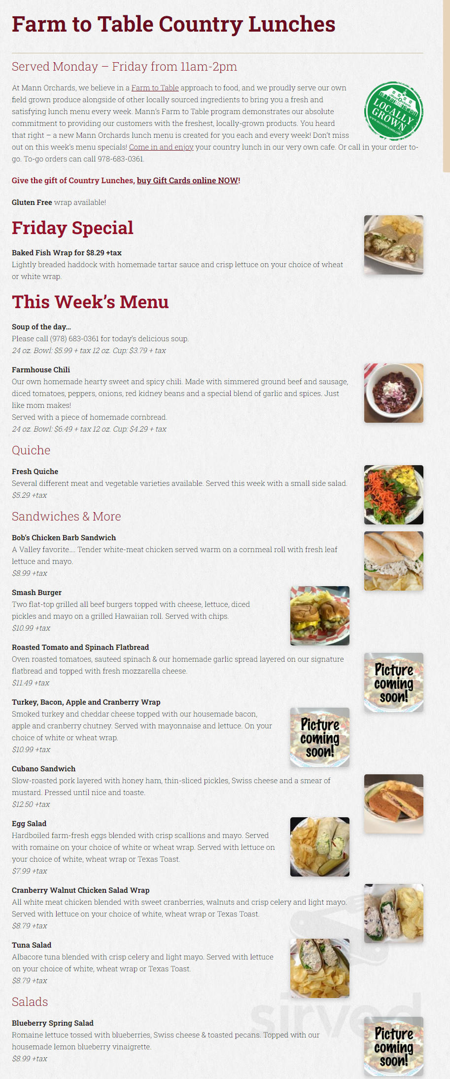 Mann Orchards menu in Methuen, Massachusetts, USA