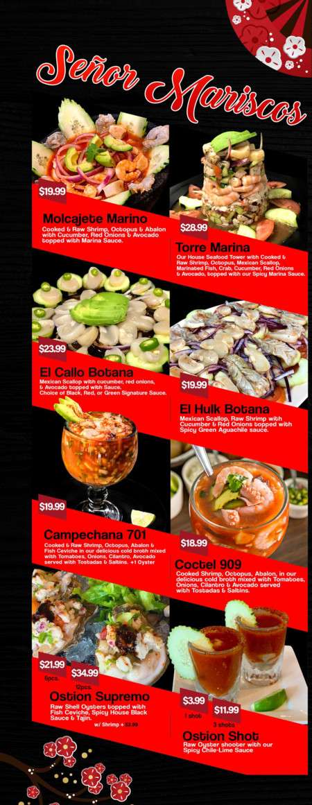 Señor Sushi & Mariscos menu in Pomona, California, USA