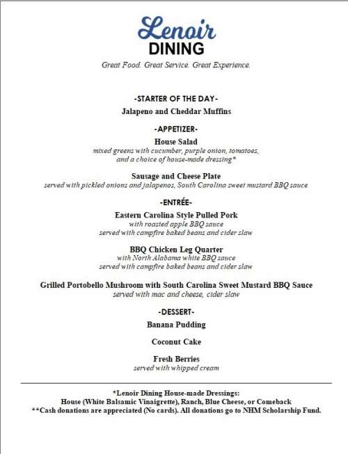 Lenoir Dining menu in University, Mississippi, USA