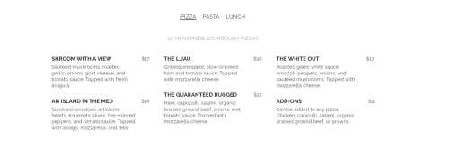 Abundance Artisan Bakery menu in Lillooet, British Columbia, Canada