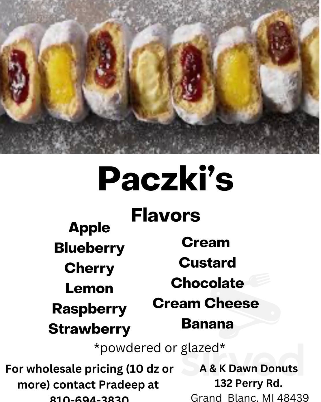 A&K Dawn Donuts menu in Grand Blanc, Michigan, USA