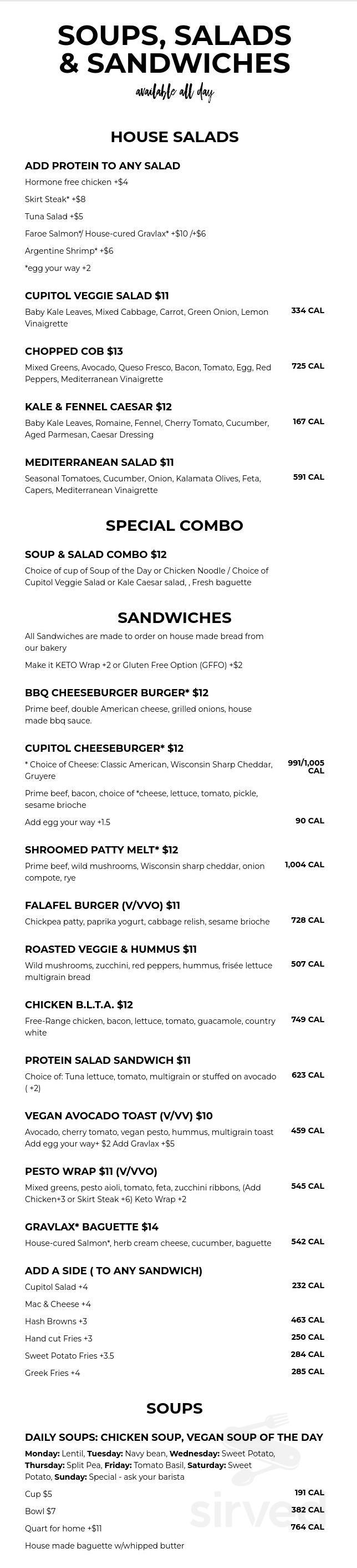 Cupitol Coffee & Eatery (West Loop) menu in Chicago, Illinois, USA