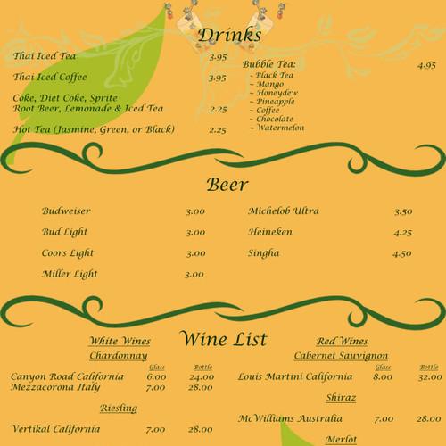 Thai Green Leaf menu in Hammond, Louisiana, USA