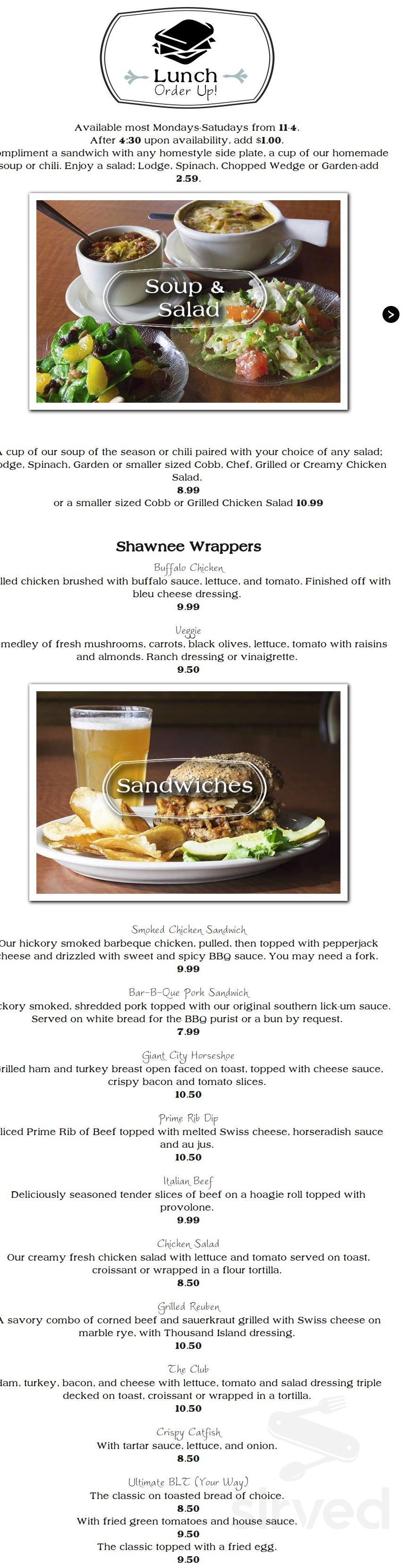 Menu for Giant City State Park Lodge & Restaurant in Makanda, IL | Sirved